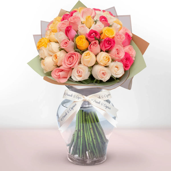 Strauß gemischter Rosen, Gelb, Beige und Rosa | Blumen verschicken ...