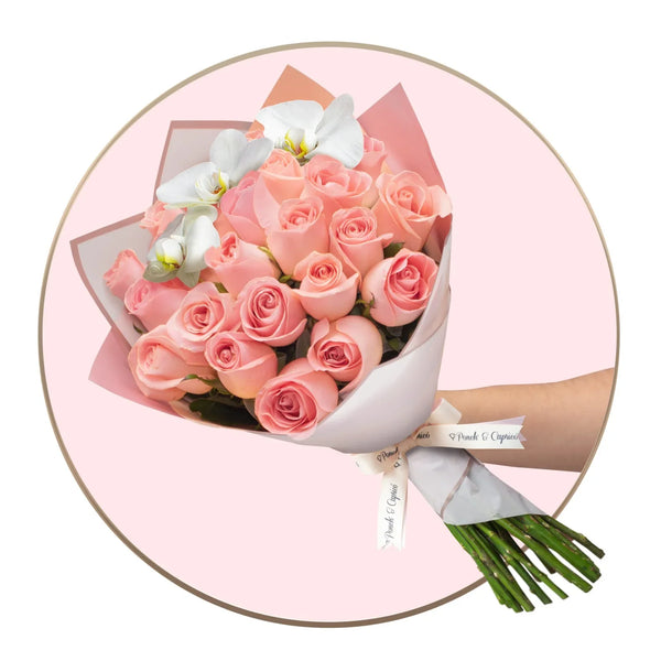 Rosas bouquet 24 pink roses and orchid flowers | Floría – Ponch' & Capricó